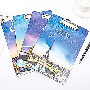 Office Supply Clipboard Cute Wood A4 A5 Clipboard Sky Writing Pads Exam Clip Board Office School Supply Thing Item Folder Paper Desk Durable Low Profile Clip (Color : Tower 1pcs)