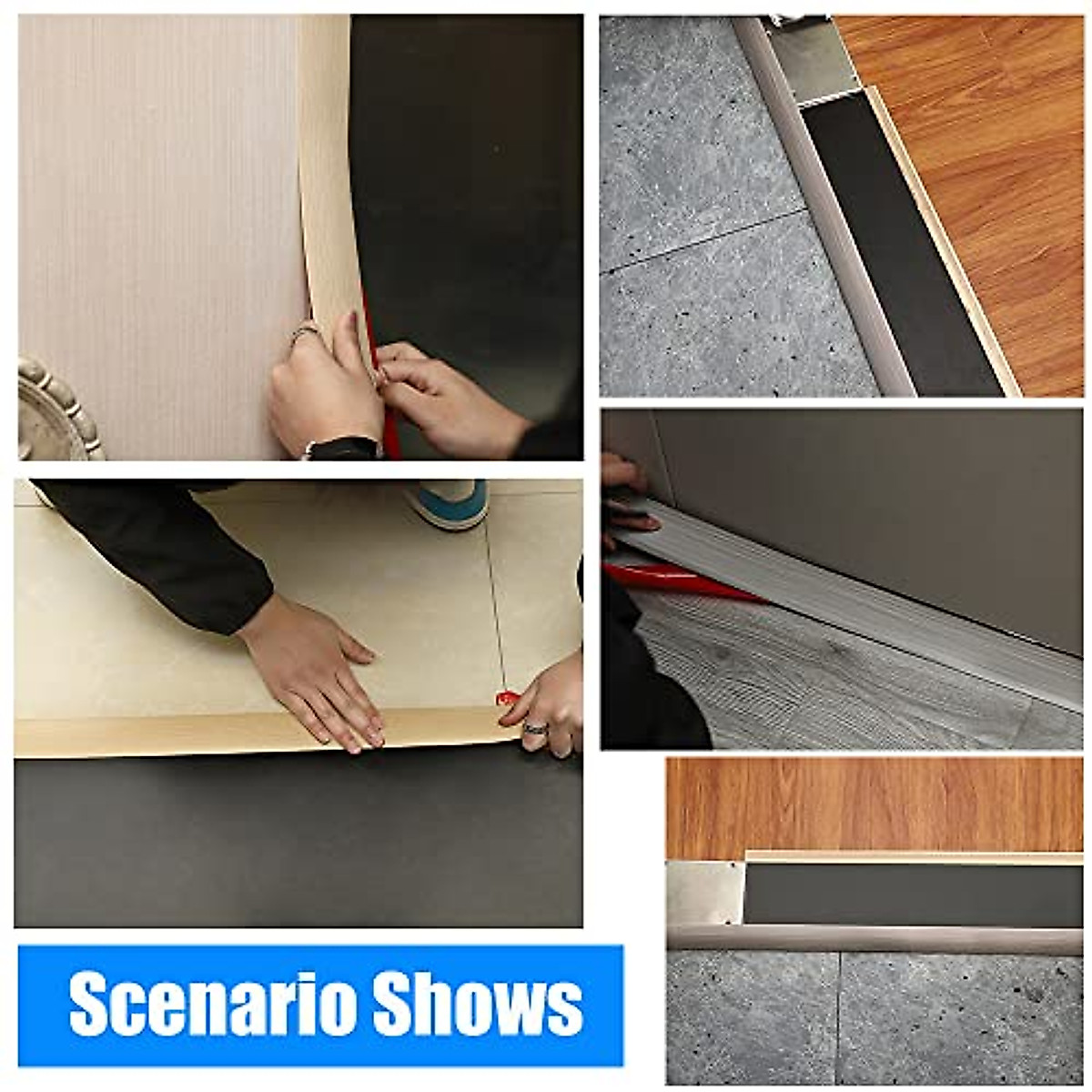 Vinyl Floor Transition Strip 2" Wide, Self-Adhesive, Flat, Laminate Floor Strip with Strong Backing (6.56Ft,Grey Wood)