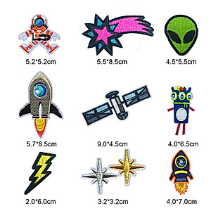 35 PCS Iron on Patches Solar System Appliques Stickers Woohome Embroidered Space Planets Patches Applique Kit for Clothing, Jackets, Backpacks, Jeans