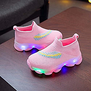 Lykmera Baby Led Running Shoes Bling Girls Light Luminous Sport Boys Led Kids Children Baby Walking Shoes Sports Shoes (Pink, 3.5-4 Years Toddler)