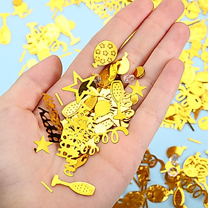 Skylety 3000 Pieces Happy Anniversary Confetti Party Decoration Scatter Confetti Metallic Foil Table Decorations for Anniversary Party DIY Arts Crafting Supplies(Gold)