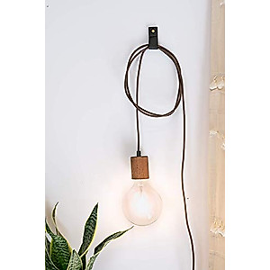 KEYAIIRA - Small Black Leather Wall Hook, wall hanging strap towel hook for wall leather loop strap for scarf storage boat paddle holder minimal towel bar rack storage