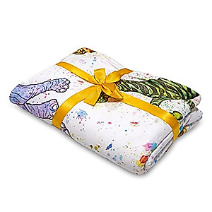 Colorful Animal Baby Blanket | 30 x 40 Inch | Extra Soft Minky Fleece | Unique Watercolor Design