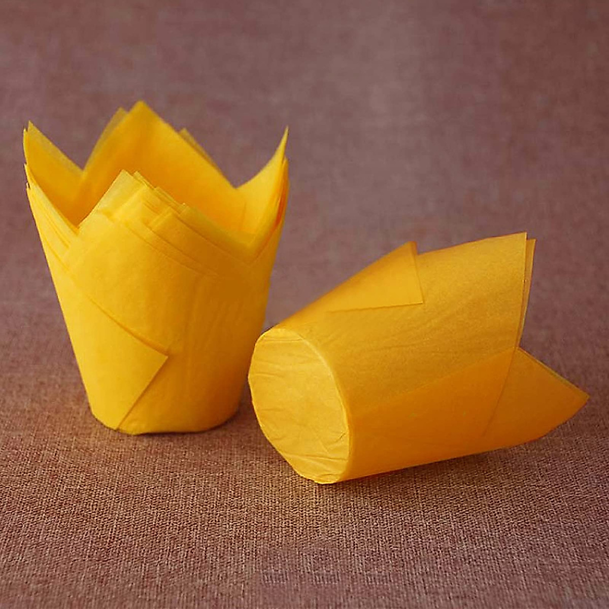 Tulip Cupcake Liners,200Pcs Parchment Paper Muffin Liners for Baking, Non Stick Cupcake Wrappers for Cup Cake, Weddings, Birthdays and Party, Christmas (Brown-Natural-Yellow-Green Mixed)