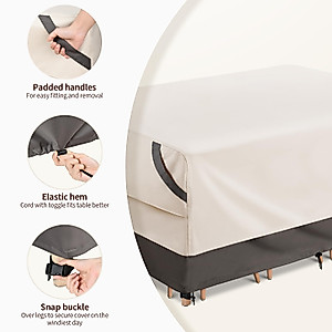 Bestalent Waterprooof Outdoor Furniture Covers for Table and Chairs, Patio Rectangular Table Cover Heavy Duty, Fits up to 98L x 78W x 32H inches (Beige/Grey)