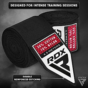 RDX Boxing Hand Wraps Inner Gloves, 180 Inch 4.5m Elasticated Thumb Loop Bandages, Mexican Style Under Mitts Wrist Wrap Protection Muay Thai MMA Kickboxing Martial Arts Punching Bag Training Men Women