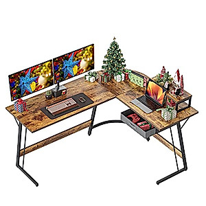 CubiCubi 59 x 47 inch L-Shaped Desk Computer Corner Desk, 59.1" Home Office Writing Study Workstation with Small Table, Space Saving, Easy to Assemble