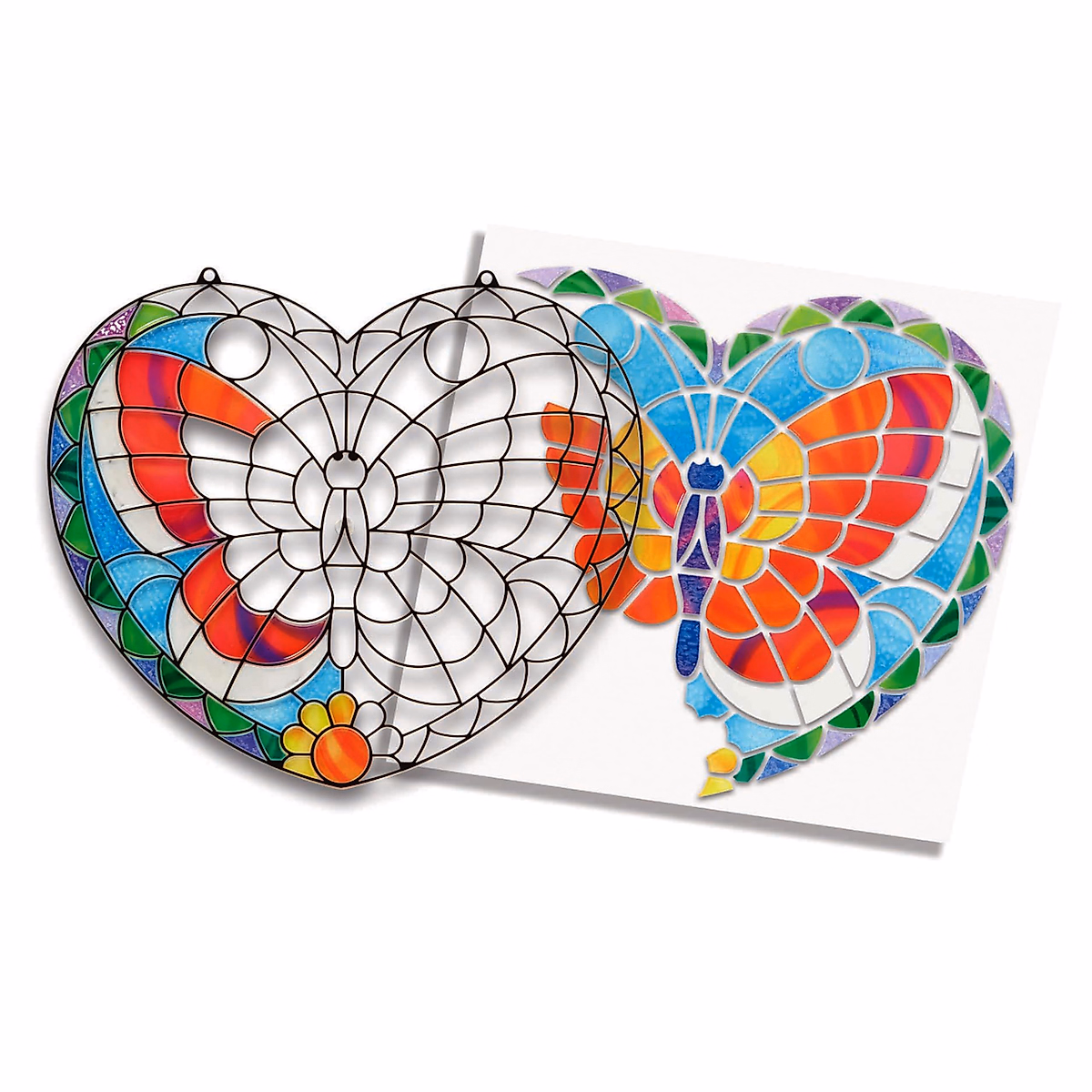 Melissa & Doug Stained Glass Made Easy Activity Kit: Butterfly - 140+ Stickers - Kids Sticker Stained Glass Craft Kit; Sun Catchers For Kids Ages 5+
