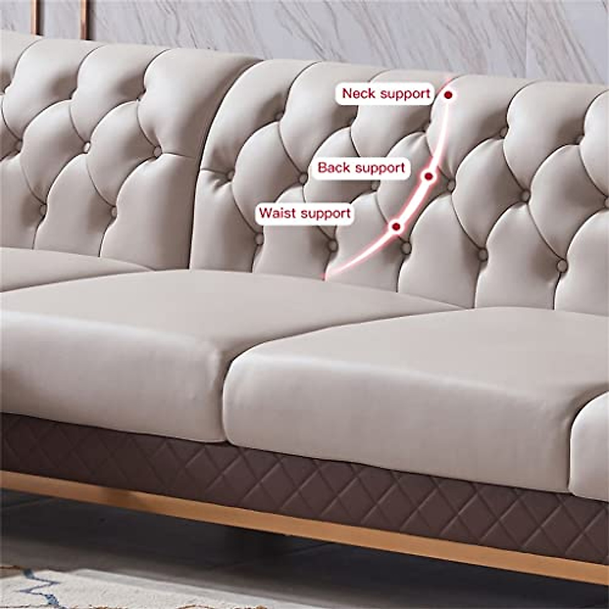 FZZDP Antique Imported Leather Three-Person Sofa Recliner Full-Size Sofa Bed Sofa Combination Furniture