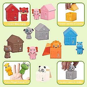 20 Pcs Farm Animals Toys for Toddlers 1-3 3-5 Kids Toys, Toddler Toys Ages 2-4 with Animal Finger Puppets and Barn Counting, Matching, Sorting & Stacking Toys, Birthday Gifts for Boys Girls