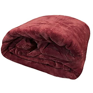 Home Must Haves Ultra Soft Plush Warm Cozy Lightweight Fleece Microfiber Full Size Bed Throw Blanket, Burgundy, (Flannel)