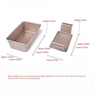 DAYUANDIAN Meatloaf Pan with Drain Tray,9 x 5 Inches Meat Loaf Pans for Baking Bread, Rose Gold Bread Pans,For kitchen baking