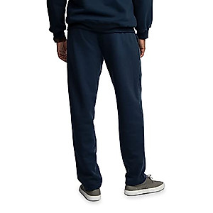 Fruit of the Loom Men's Eversoft Fleece Open Bottom Sweatpants with Pockets, Relaxed Fit, Moisture Wicking, Breathable, Navy, Medium