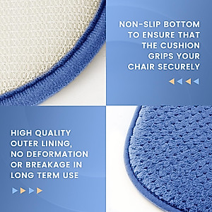 BSAOUTZ Memory Foam Dining Chair Cushions Set of 4, Non Slip Biscuit Cushion for Desk Chair, Washable Soft Kitchen Chair Cushions, Stay in Place Backing Seat Pad Cushion, 16" x16" Blue