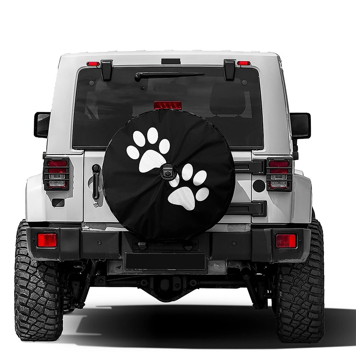 Foruidea Paw Print Spare Tire Cover with Backup Camera Hole Wheel Tire Cover Fit Trailer, RV, SUV and Many Vehicle 17inch