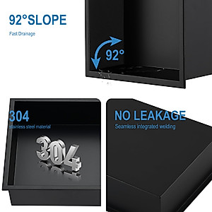 ZBOCAI Shower Niche 12"×12", Stainless Steel Shower Niche No Tile Needed for Bathroom Storage, Waterproof Recessed Niche for Shower Wall, Easy to Clean (Black)