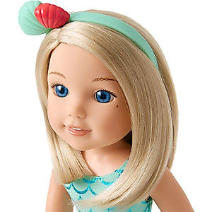 American Girl WellieWishers 14.5-inch Camille Doll with Blue Leotard, Mermaid Skirt, Headband, and Boots, For Ages 4+