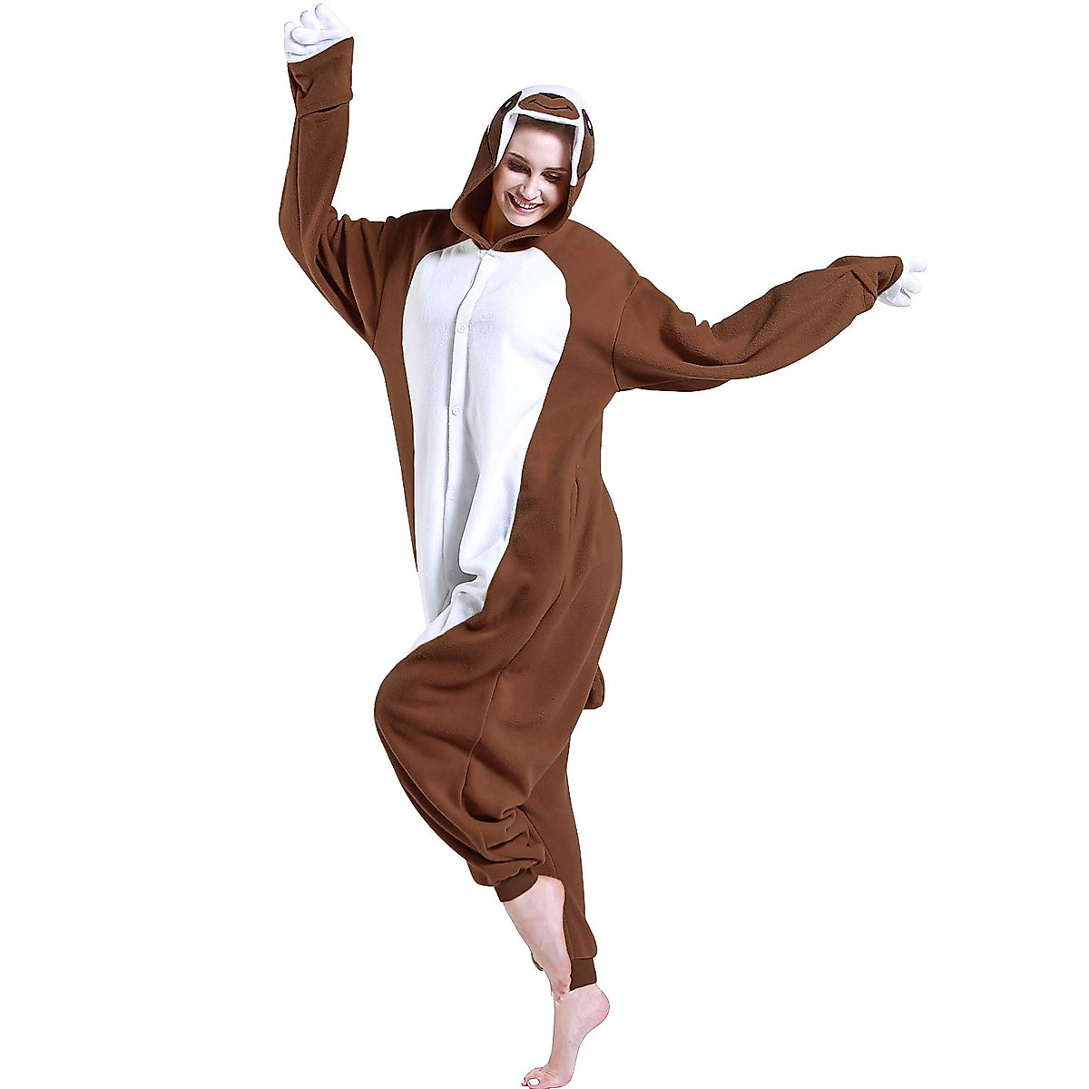 DOITNOW Sloth Pajamas Unisex Adult Jumpsuit Animal Cosplay Costumes (XL, Brown)