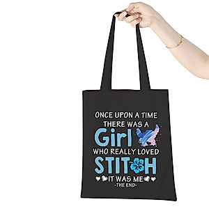 WCGXKO Cartoon Lover Gift There Was A Girl Who Really Loved Cute Themed Tote Bag (Really Tote Black)