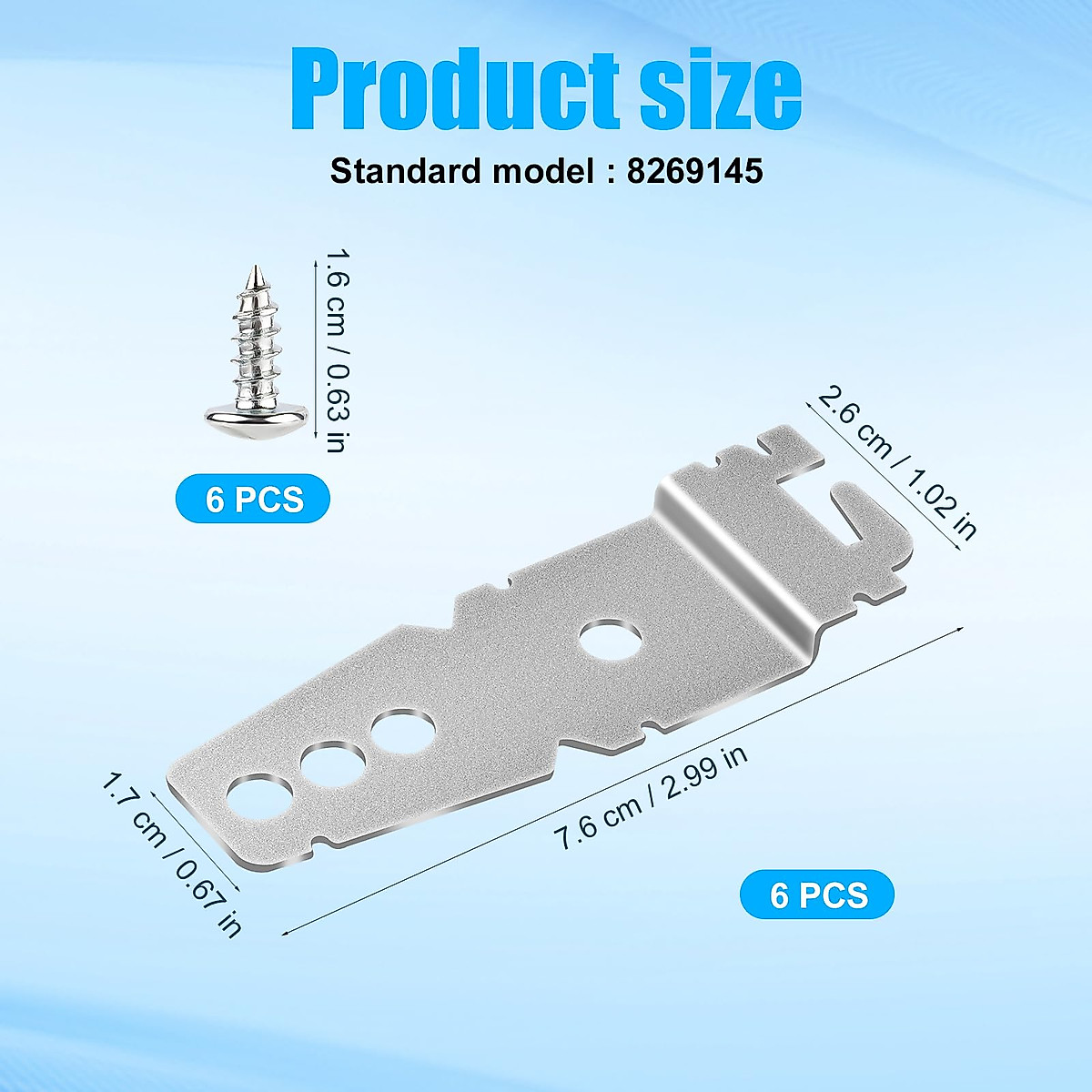 6pcs 8269145 Dishwasher Mounting Bracket with Screws, Undecounter Dishwasher Replacement Part Dishwasher Side Mount Clips Dishwasher Installation Kit Dishwasher Holder for GE LG Samsung