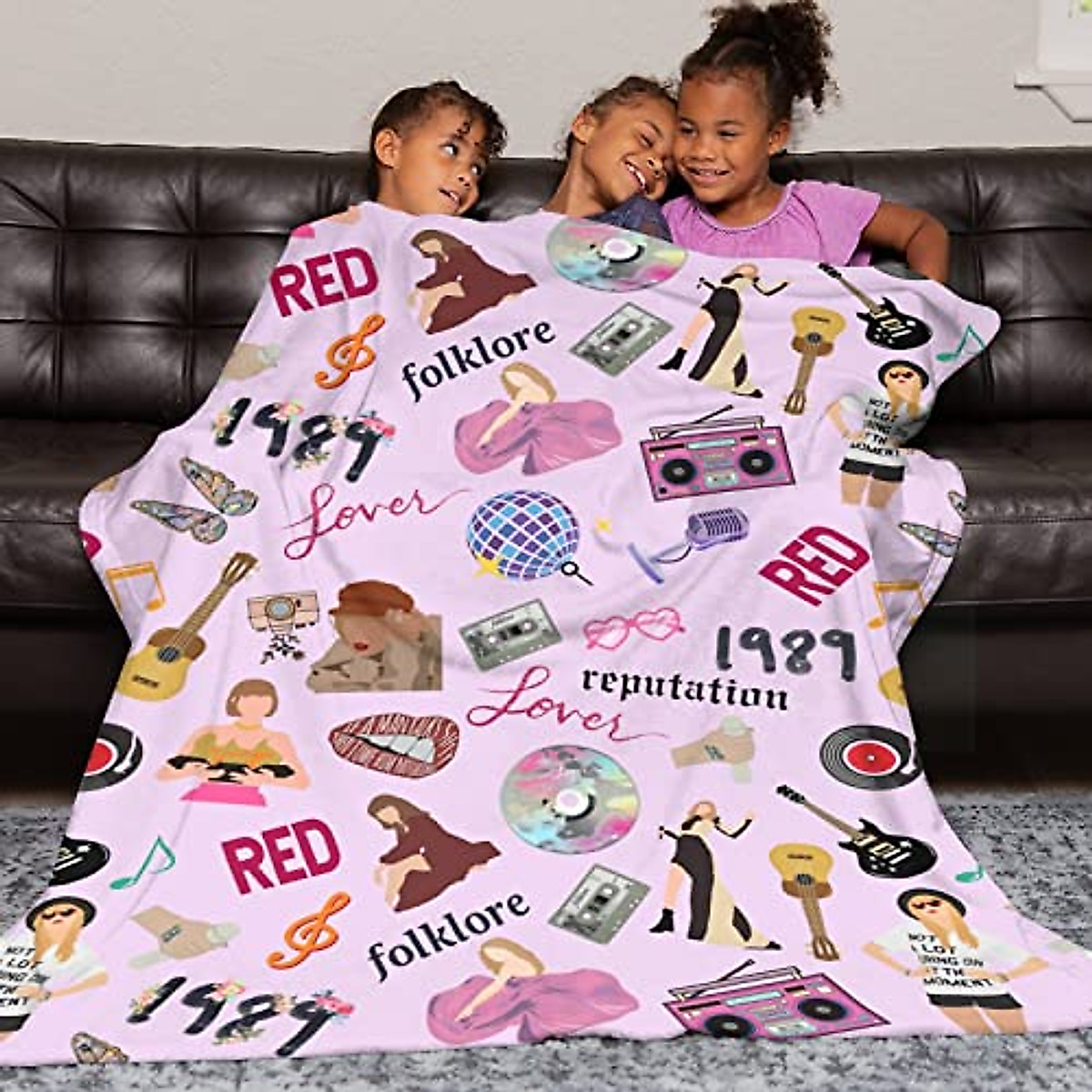 Grreiul Music Album Cover Taylor Throw Blanket 50"x40"​Fleece Bedding Birthday Women Adults Travelblankets for Bed Best Gifts for Fans Bedroom Party