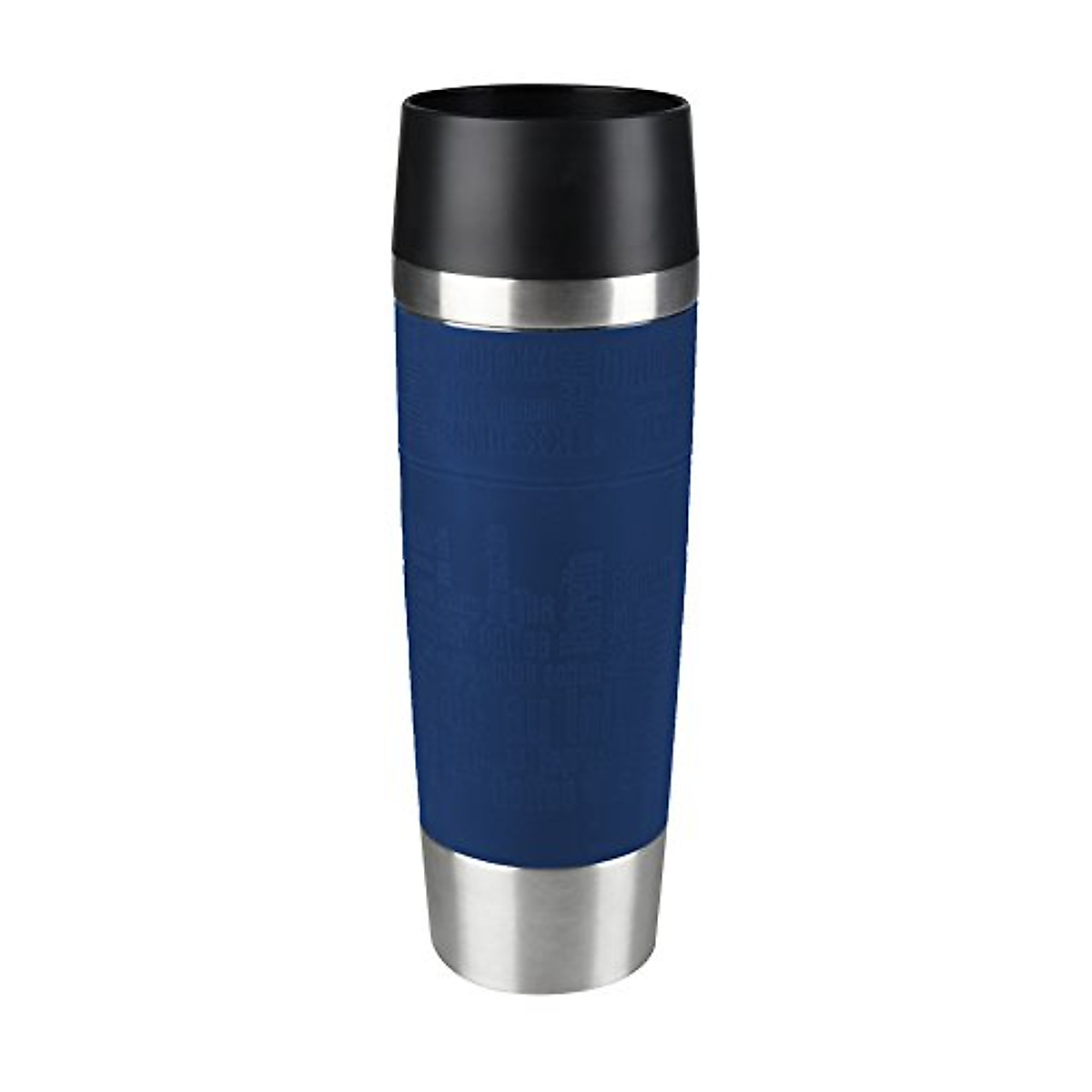 Tefal Travel Mug Grande, Reusable Drink Bottle To Go, Quick Press Closure, Blue Silicone Bottle Sleeve, 500 ml