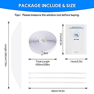 Gruntbear Portable Air Conditioner Window Seal Kit, 400CM (157'') AC Casement , Hot Air Stop Air Exchange Guards with Zip and Adhesive Fastener Works with Tumble Dryer, Keep House Cool