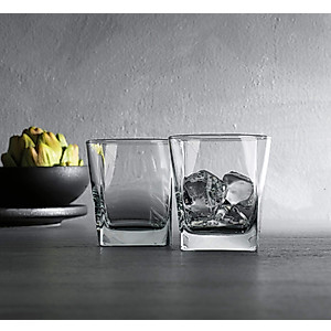 Red Series 10 oz. Square Double Old Fashioned Glass (Set of 4)