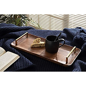 Kate and Laurel Cantwell Mid-Century Modern Wood Tray, 18 x 8, Walnut Brown, Decorative Tray for Serving, Storage and Display