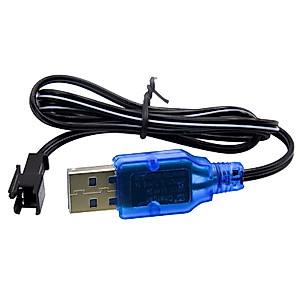 Blomiky 2 Pack USB Charger Cable with SM-2P Plug Connector for Mini RC Amphibious Stunt Car Boat Trucks - 3.7V Li-ion and Li-Po Battery / USB 2