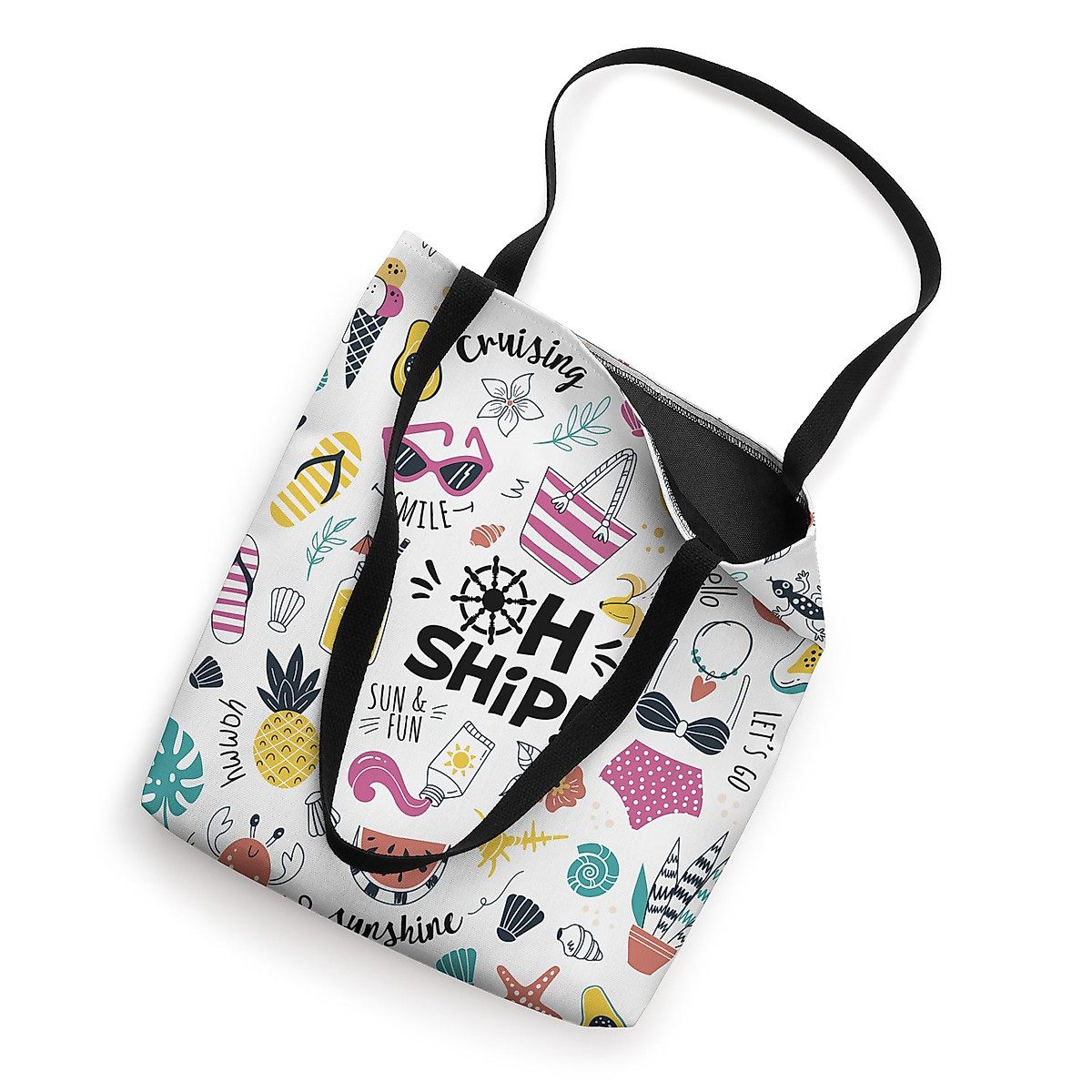 Oh Ship! Cruise Doodle art, Beach Matching Cruise Tote Bag