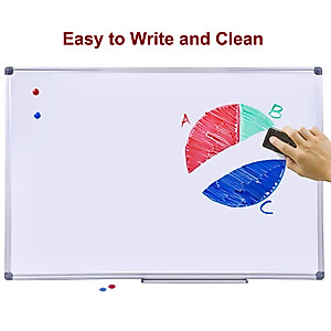 DexBoard 48 x 36-in Magnetic Dry Erase Board with Pen Tray| Aluminum Frame Portable Wall Large Whiteboard Message Presentation Board for Office & Classroom
