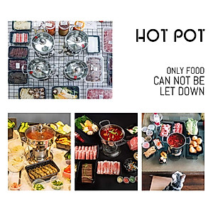 Shabu hot pot Stainless Steel Chafing Dishes hotpot single Mini cooking pot Cookware Non-Magnetic Burner with 2 spoons