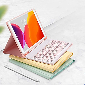 iPad 10th Generation 2022 Keyboard Case Cute Color Keyboard Detachable Bluetooth Keyboard Cover with Pencil Holder for iPad 10 10.9 inch (Dark Pink)