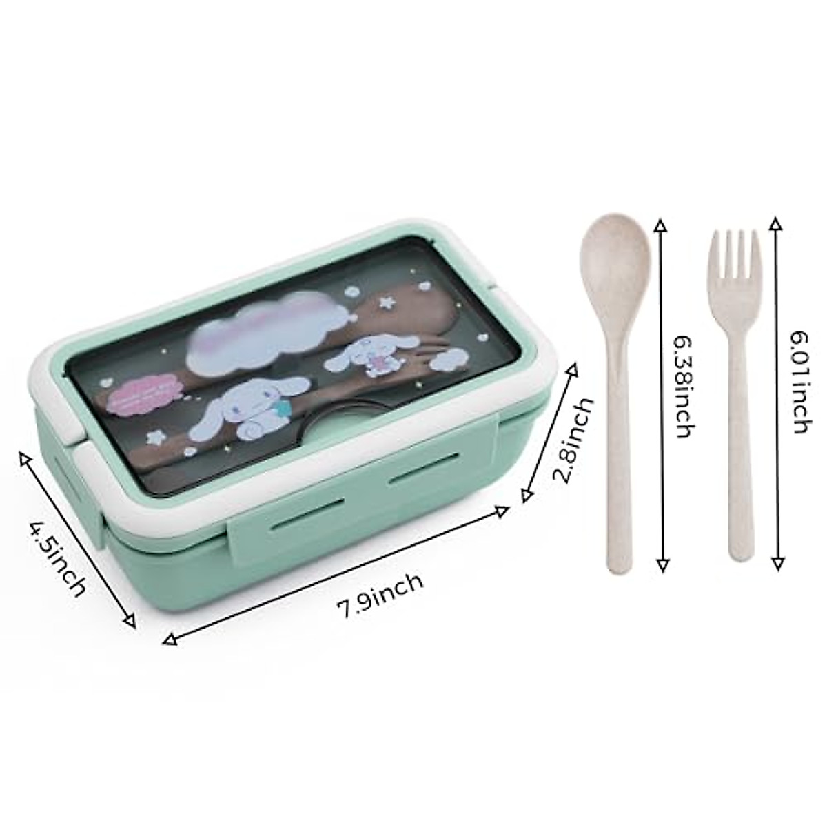 G-Ahora Versatile 2-Compartment Cinna-moroll Bento Boxes, Cinna-moroll Lunch Box, Leak-Proof Lunchbox Bento Box with Utensil Set for Dining Out, Work, Picnic (LBOX CIN)