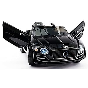 Rock Wheels Licensed Bentley EXP12 Kids Ride on Toy Car, 12V Battery Powered Children Electric 4 Wheels w/Parent Remote Control, Foot Pedal, 2 Speeds, Music, Aux, LED Headlights (Black)