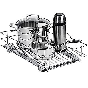Tiger Pull Out Cabinet Organizer, Heavy Duty Slide Out Kitchen Cabinet Storage Shelves, Cabinet Opening, Wire Frame, Chrome Finish (14" W x21 D x 5" H)