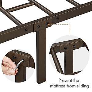 Topeakmart Twin Size Victorian Style Metal Bed Frame with Headboard/Mattress Foundation/No Box Spring Needed/Under Bed Storage/Strong Slat Support Bronze