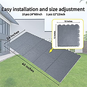 Fast-Drying Floor Decking for Kennel, Garden, Garage, Outdoor Patio, Balcony, Pool and Bathroom, Easy to Cut, 12''x12'' Heavy-Duty Interlocking Decking Tiles, Maximum Bearing Capacity up to 6613 LBs