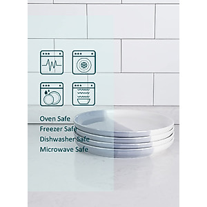 Teocera Dessert Plates set of 4 | 7.2 Inch Round Dessert Salad Plates - Small Appetizer Plates - Dishwasher, Microwave, and Oven Safe, Blue-gray