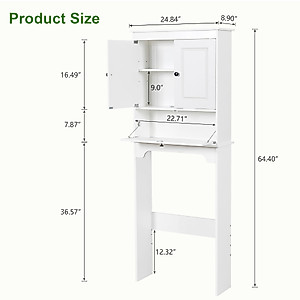 Salfanre Over Toilet Storage Cabinet, Over The Toilet Storage Shelf, Over The Toilet Shelf Organizer, with Doors and Adjustable Shelf, White