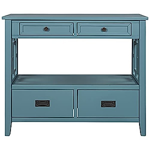 XD Designs Modern Console Table Wood Sofa Table with 4 Drawers and 1 Shelves Sideboard Buffet Table Narrow Accent Table Furniture Light Blue 31.5inchinch H x 36.02inchinch W x 13inchinch D
