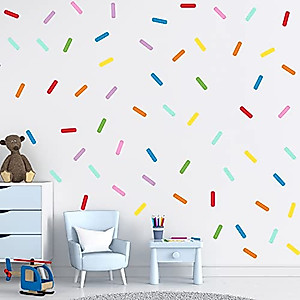 Supzone 128Pcs Colorful Sprinkles Wall Decals Confetti Wall Stickers Mini Bar Matte Finish Vinyl Wall Art Sticker for Kids Nursery Playroom Teen Girl's Bedroom Dorm Home Wall Decoration