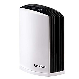 Lasko LP200 HEPA Desktop Air Purifier with Timer for a Cleaner, Fresher Home Environment – 2-Stage Filtration Removes Smoke, Odors, Pet Dander, Virus Sized Particles, Pollen, Dust and Mold Spores