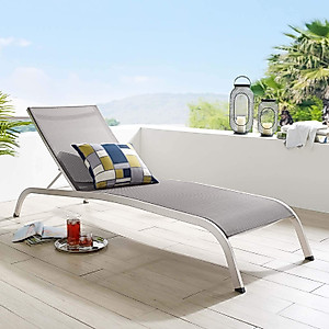 Modway Savannah Outdoor Patio Mesh Chaise Lounge Chair in Gray