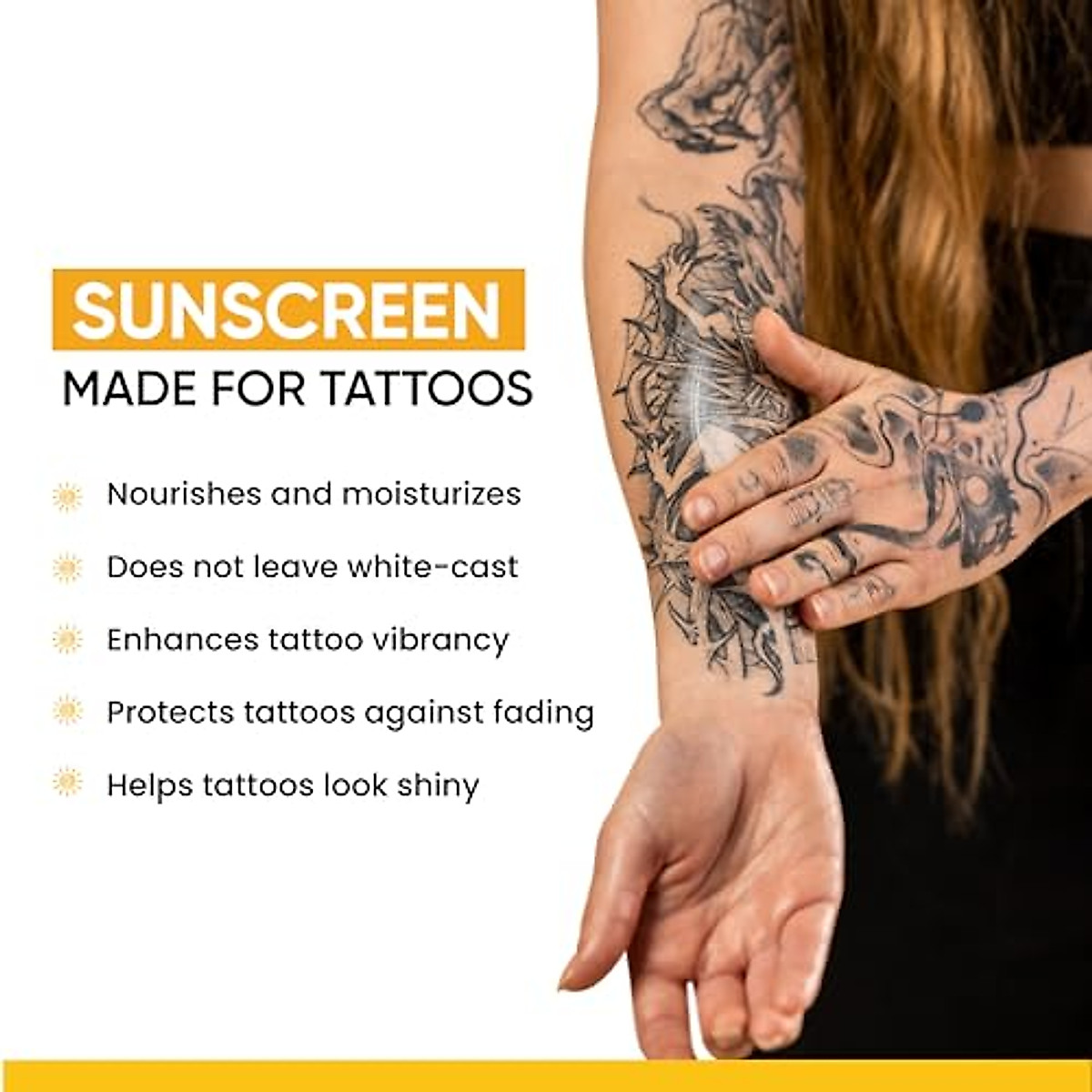 Makra Tattoo Care Sunscreen – SPF 30+ All Natural Tattoo Sun Protection - UVA/UVB Protection - Deeply Moisturizes and Protects Ink Against Fading - Enhances Colors, Water Resistant - 1.35 Oz/40 g