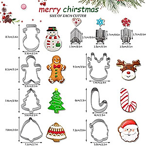 DERAYEE 10Pcs Christmas Cookie Cutters, Christmas Metal Cookie Cutter Shapes Snowflake, Snowman, Candy Cane Stainless Steel Cookie cutters for Baking