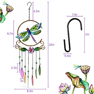 Wind Chimes for Outdoor Garden Patio Decor, Birthday Memorial Gifts for Women Mom Grandma Wife Daughter, 22" Metal Dragonfly Windchimes Hanging Outside Yard Balcony Porch Backyard
