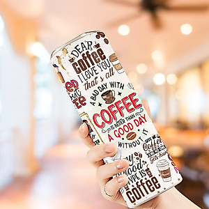 ROONMKUU Dear Coffee I Love You 20oz Tumbler, Stainless Steel Water Bottle, Vacuum Insulated Water Cups, Summer Winter Drinkware, Outdoor Travel Accessories