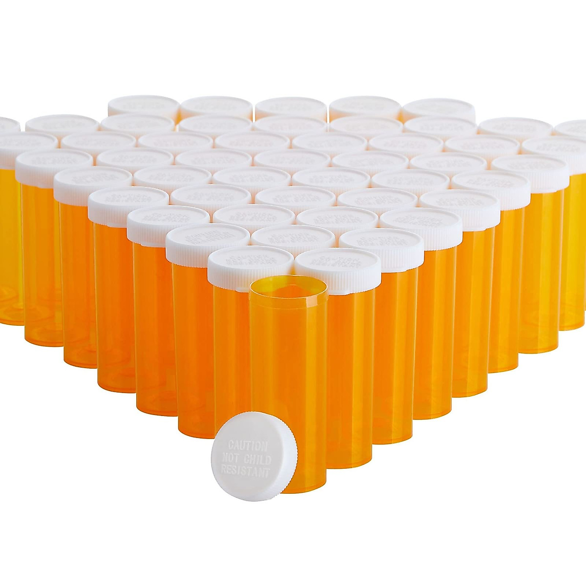 Juvale 50 Pack Empty Pill Bottles with Caps for Prescription Medication, 6-Dram Plastic Medicine Containers (Orange)